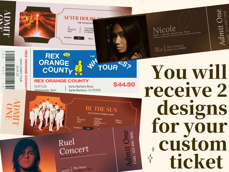 Custom Concert Tickets // Printable Concert Tickets // Concert Ticket ...