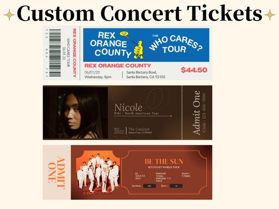 Custom Concert Tickets // Printable Concert Tickets // Concert - Etsy