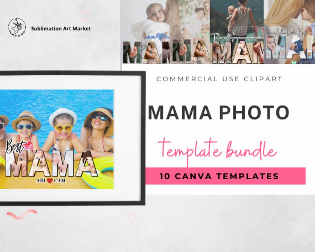 MAMA Photo Frame Editable Template Bundle, 10 Templates to Personalize ...