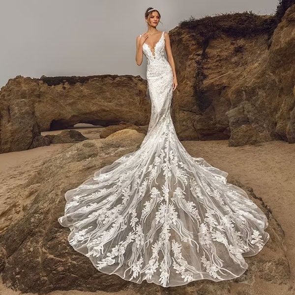 V Back Wedding Dress - Etsy