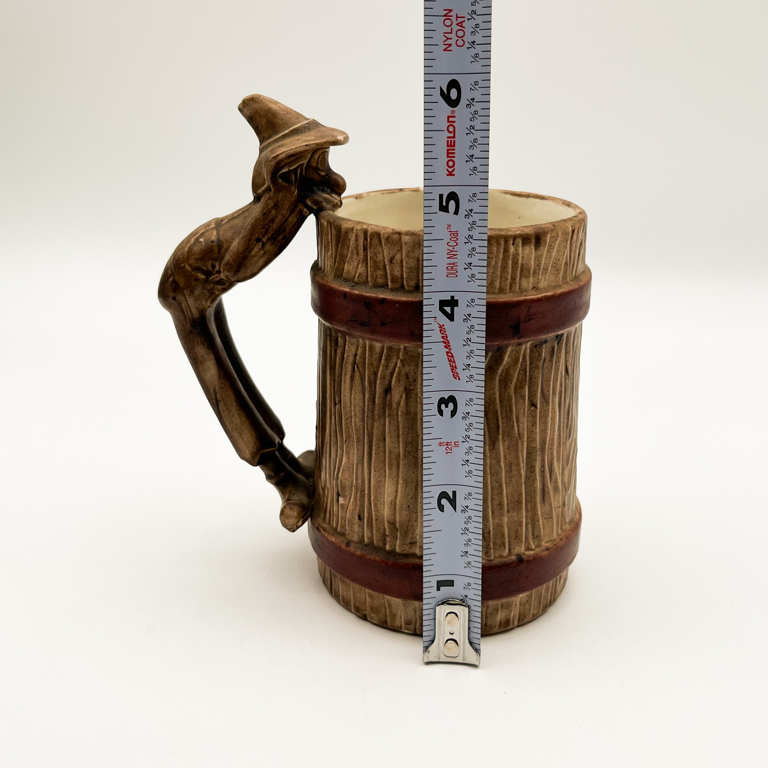 Vintage Whimsical Beer Barrel Mug With Peeking Farmer Handle - Etsy