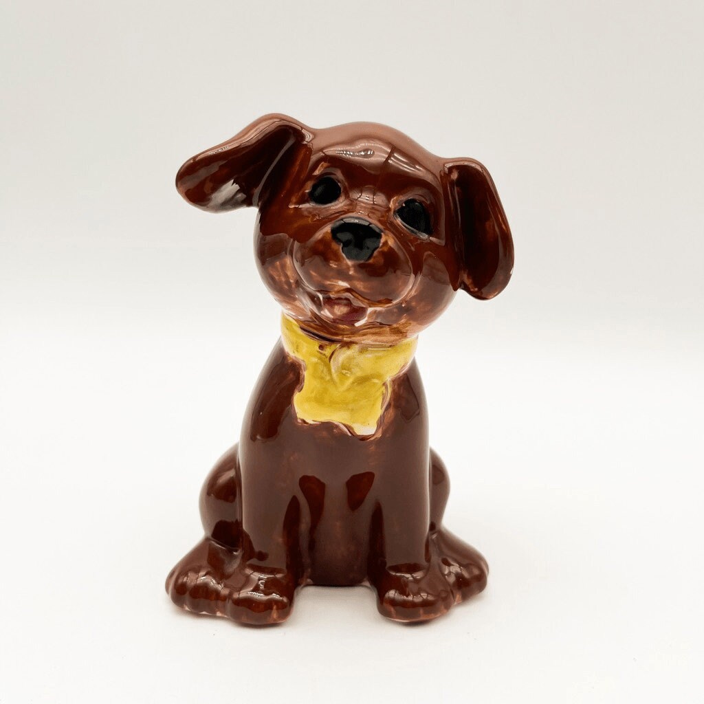 Vintage Puppy Dog Coin Bank Brown Ceramic Figural Anthropomorphic ...