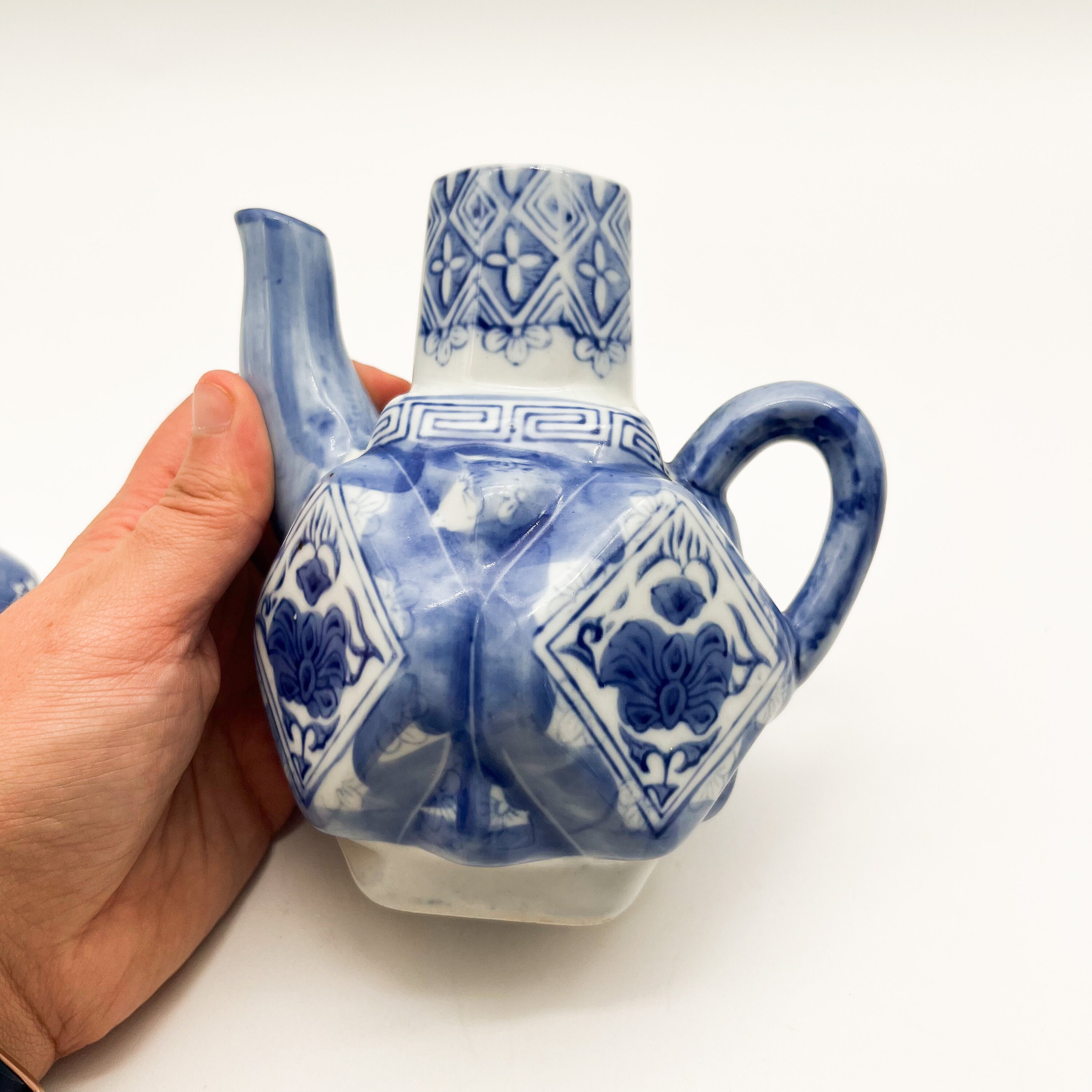 Vintage Fan Fong Decorative Teapot Chinese Blue and White Porcelain ...