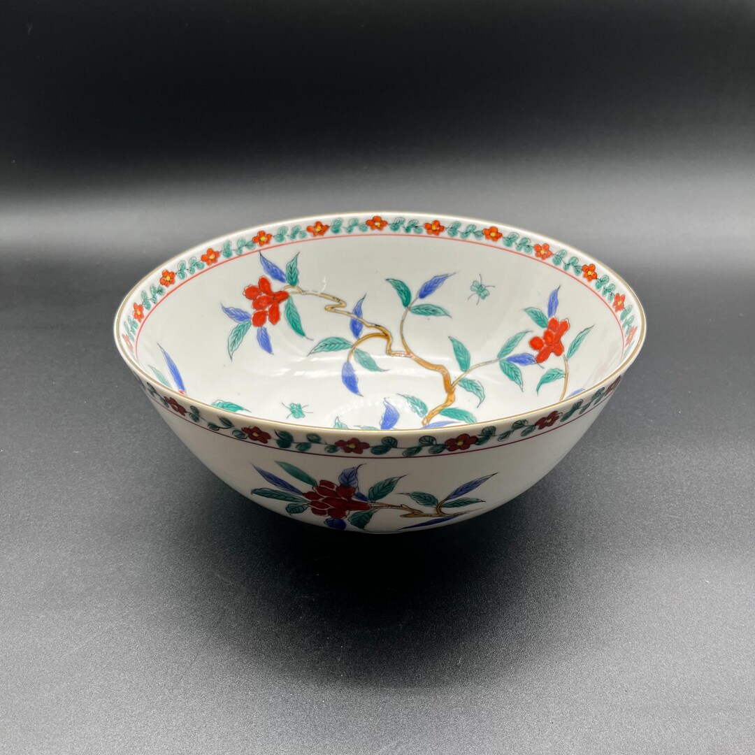Vtg Hand Painted Asian Porcelain Bowl Multicolor Flowers China Japan as ...