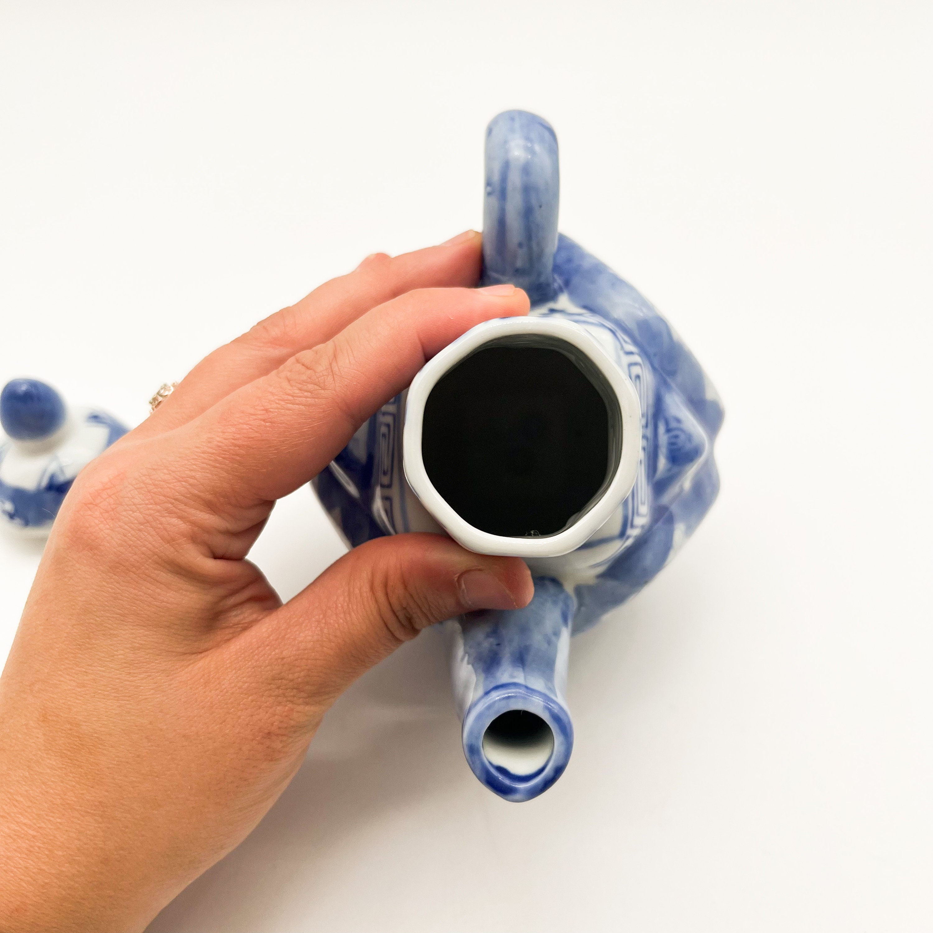 Vintage Fan Fong Decorative Teapot Chinese Blue and White Porcelain ...