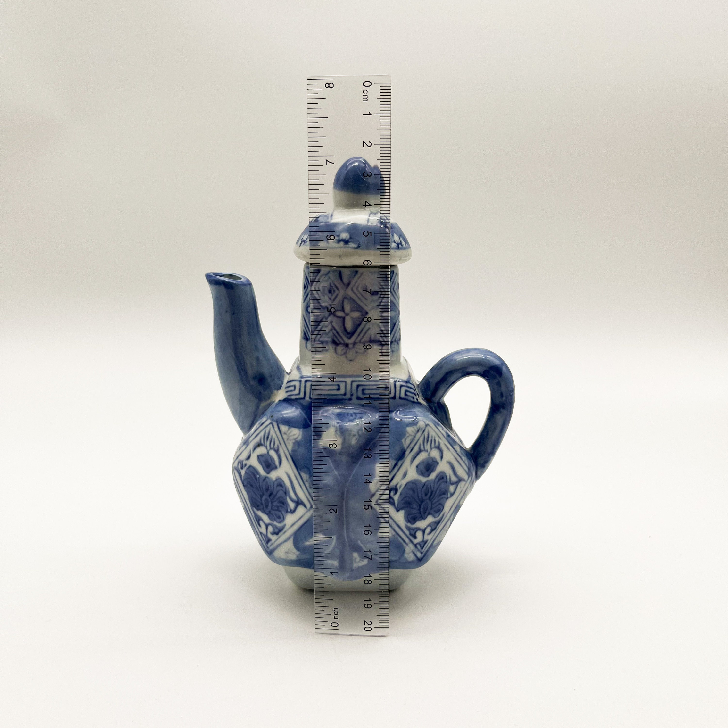 Vintage Fan Fong Decorative Teapot Chinese Blue and White Porcelain ...
