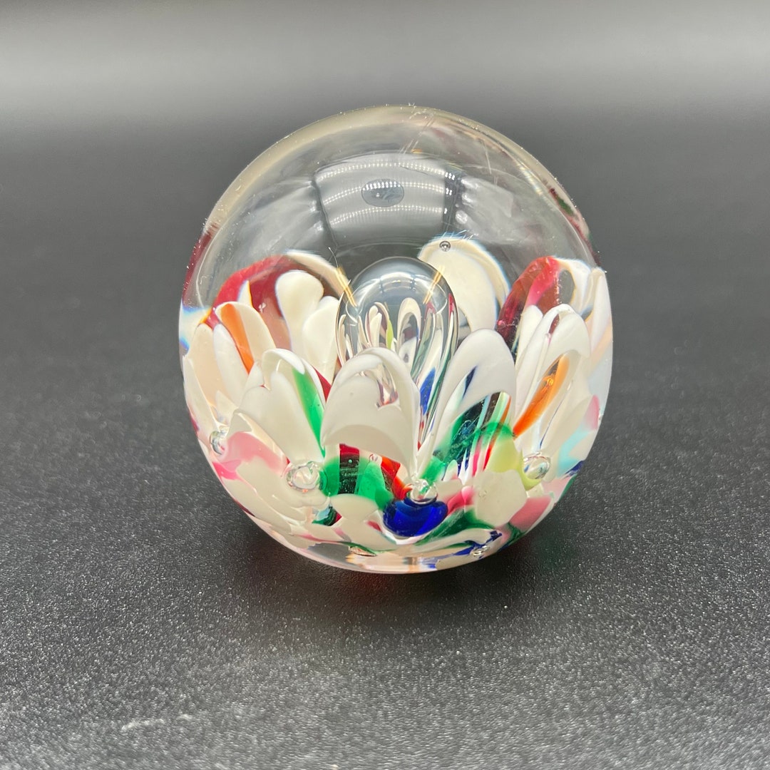 Vintage Lampwork Art Glass Paperweight Multicolor Controlled - Etsy