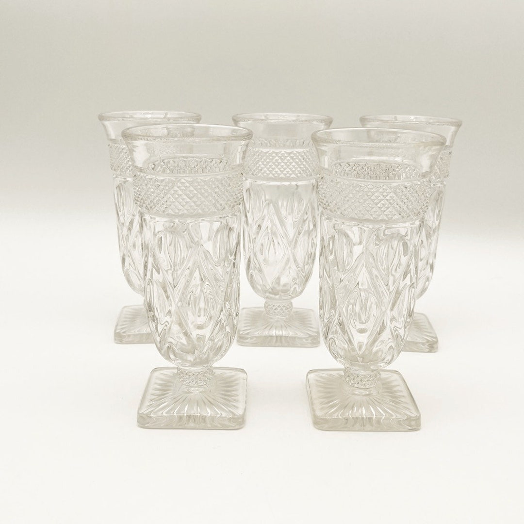 Vintage Imperial Glass Cape Cod Glasses Set of 5. Clear Goblet Water ...