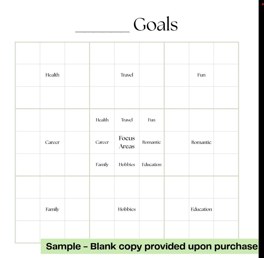 Mandalart Goals - Template for Focus, Productivity & Personal Growth - Etsy