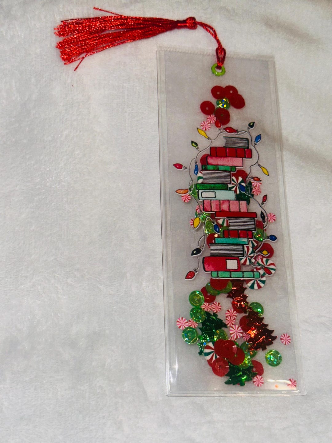 Christmas Lights Bookstack Shaker Bookmark - Etsy