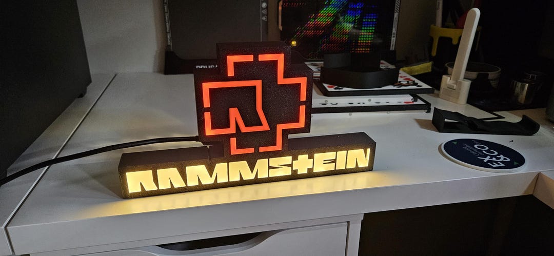 Rammstein Led Lightbox Sign | Lamp | LED Illuminated Rammstein Logo ...