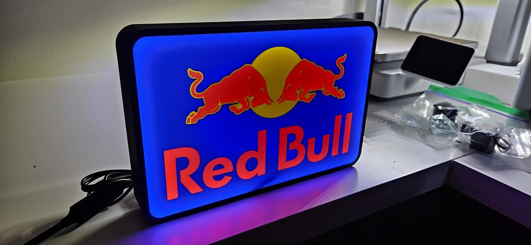 Redbull Led Lightbox Sign | Lamp | LED Illuminated Redbull Logo Sign ...