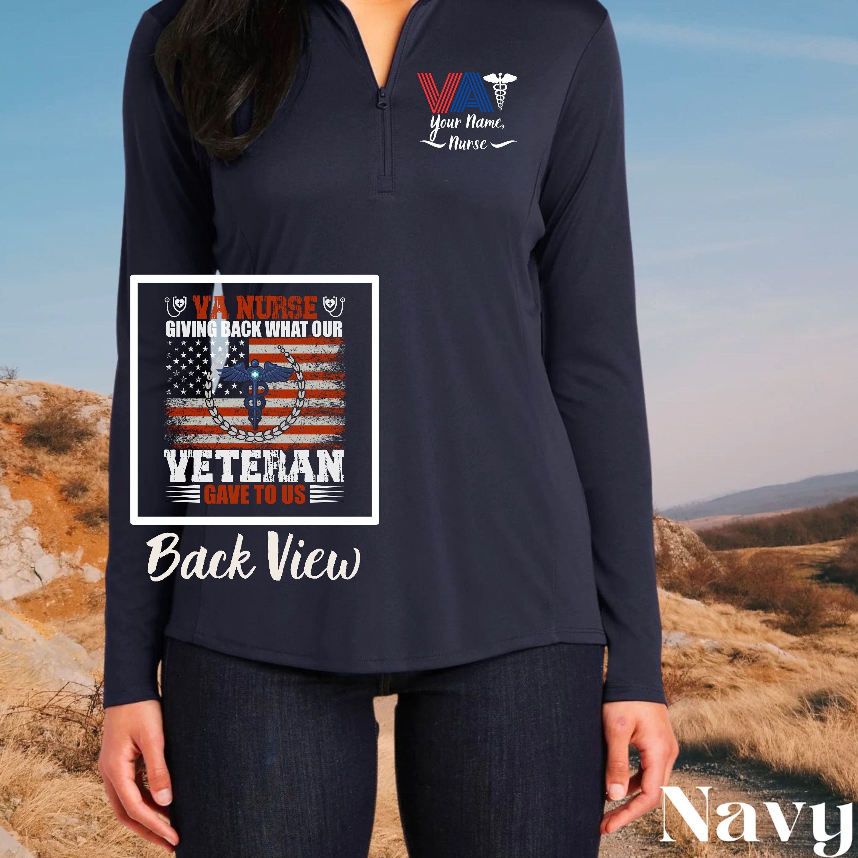 Personalized VA Nurse USA Flag Shirt, Nurse Flag 1/4 Zip Pullover ...