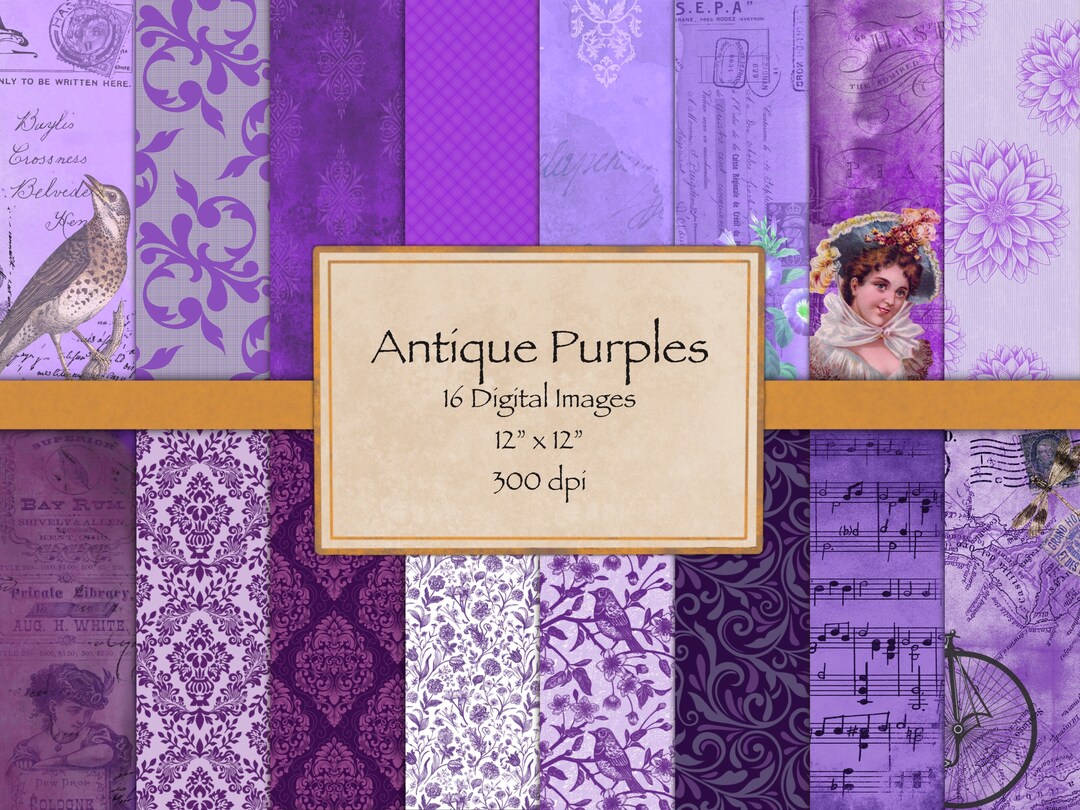 Antique Purples Purple Digital Printable Paper Pack Scrapbooking ...