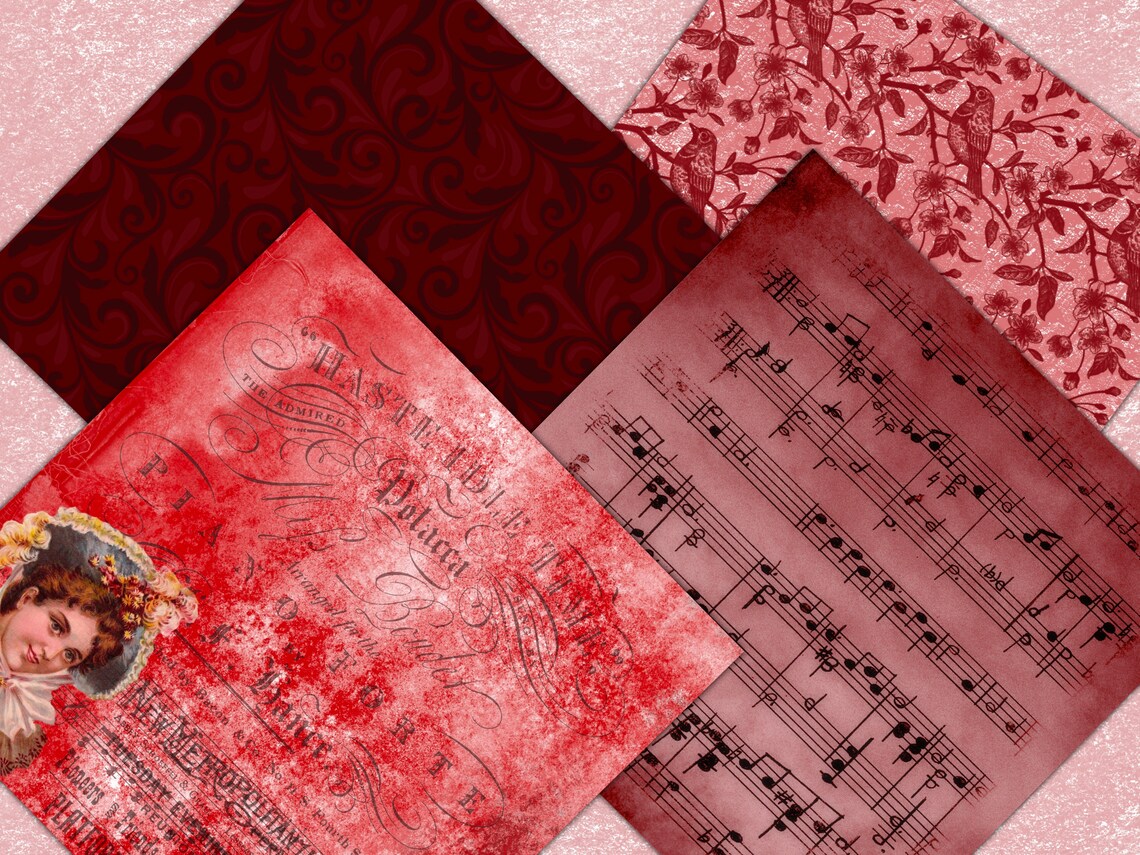 Antique Reds Red Digital Printable Paper Pack Scrapbooking - Etsy