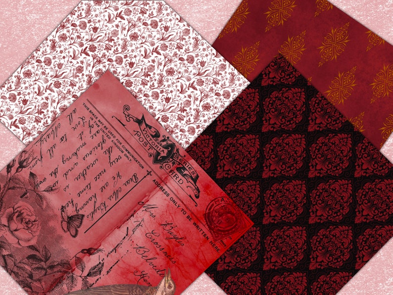 Antique Reds Red Digital Printable Paper Pack Scrapbooking - Etsy