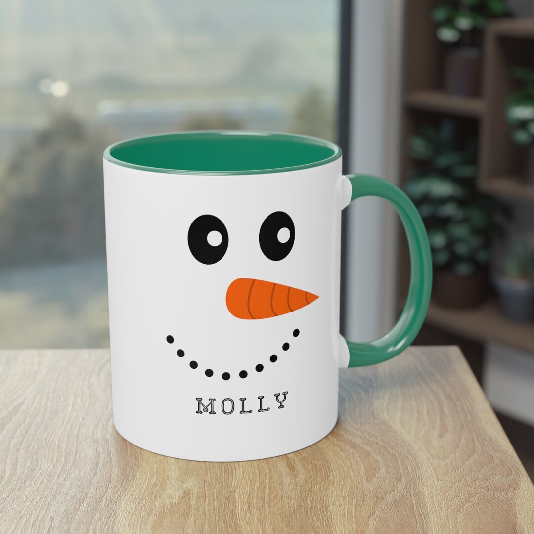 Personalized Snowman Face Mug, Personalized Hot Chocolate Mugs, Funny ...
