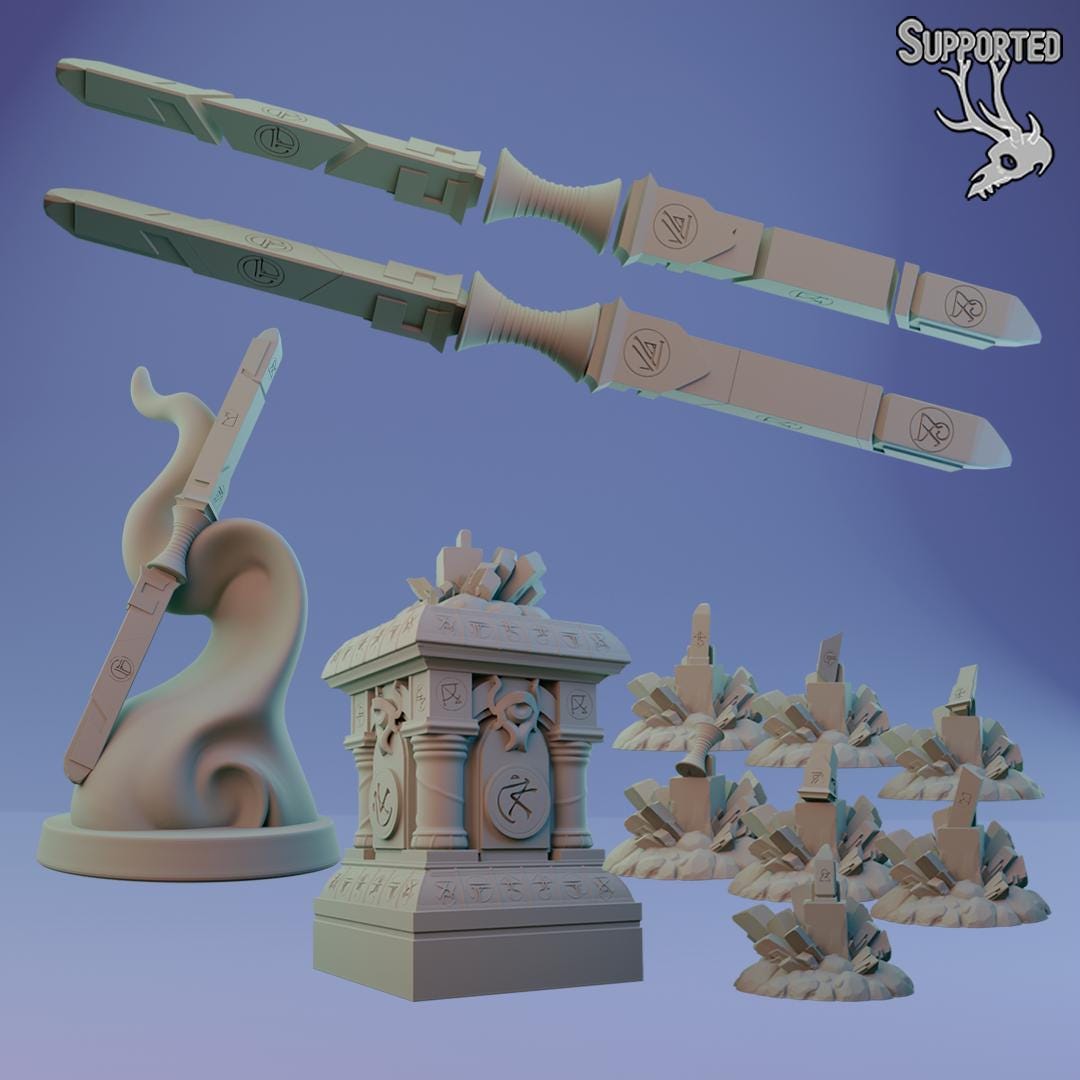 Custom 3D Printed Rod of Seven Parts Miniature Set - Etsy UK