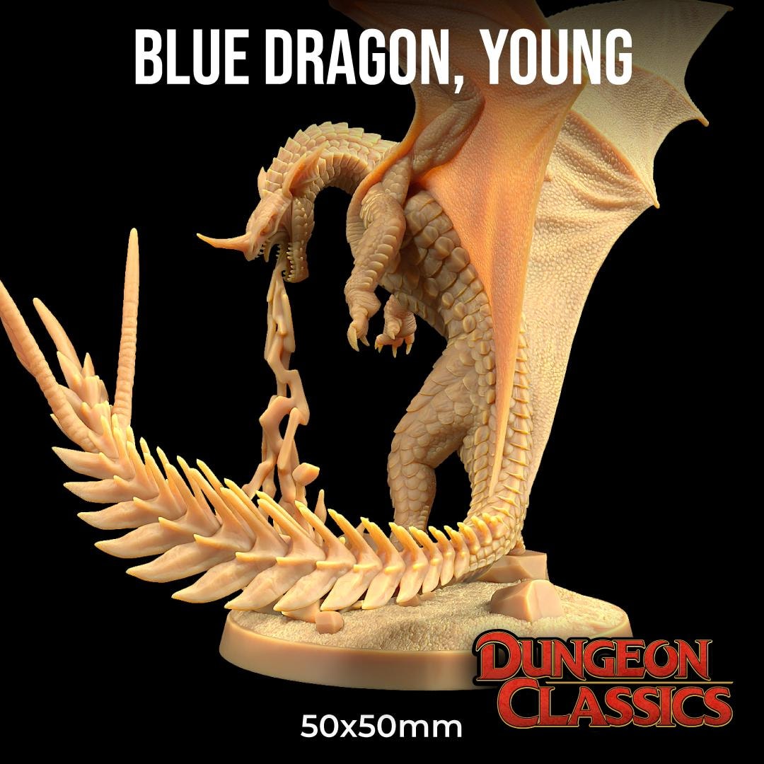 3D Printed Young Blue Dragon (2024 Redesign) - Etsy