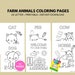 Farm Animal Coloring Pages for Kids Printable Summer - Etsy