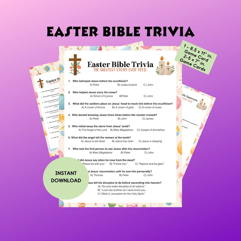 Bible Trivia Printables - Etsy