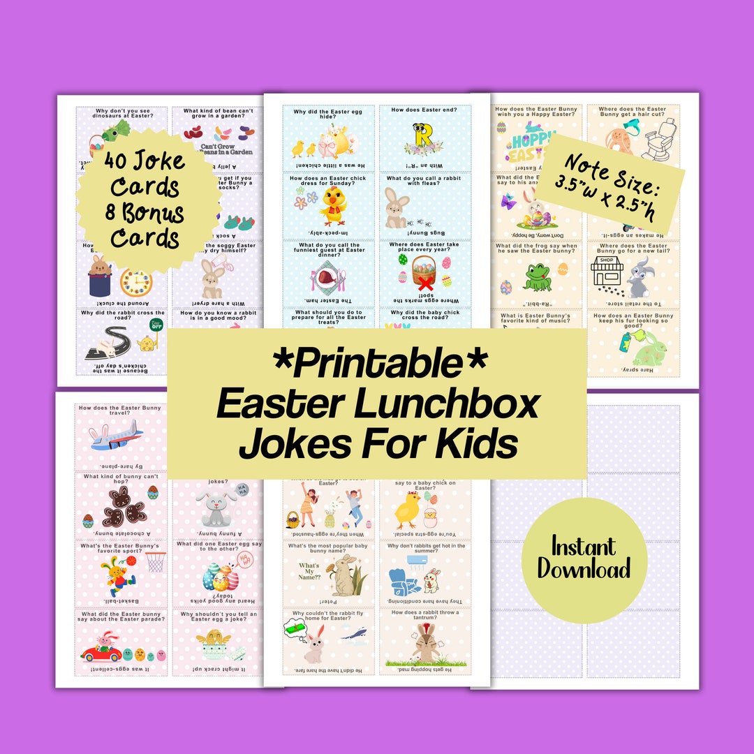 Easter Lunchbox Jokes for Kids, Printable, Girls and Boys, Easter Notes ...