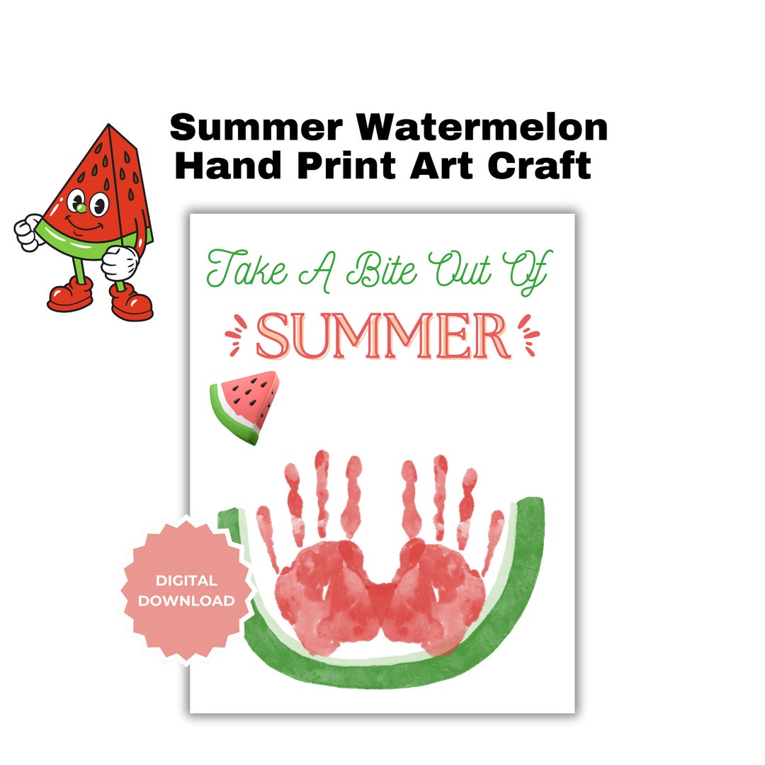 Summer Watermelon Hand Print Art Craft, Printable, Summer Activity ...