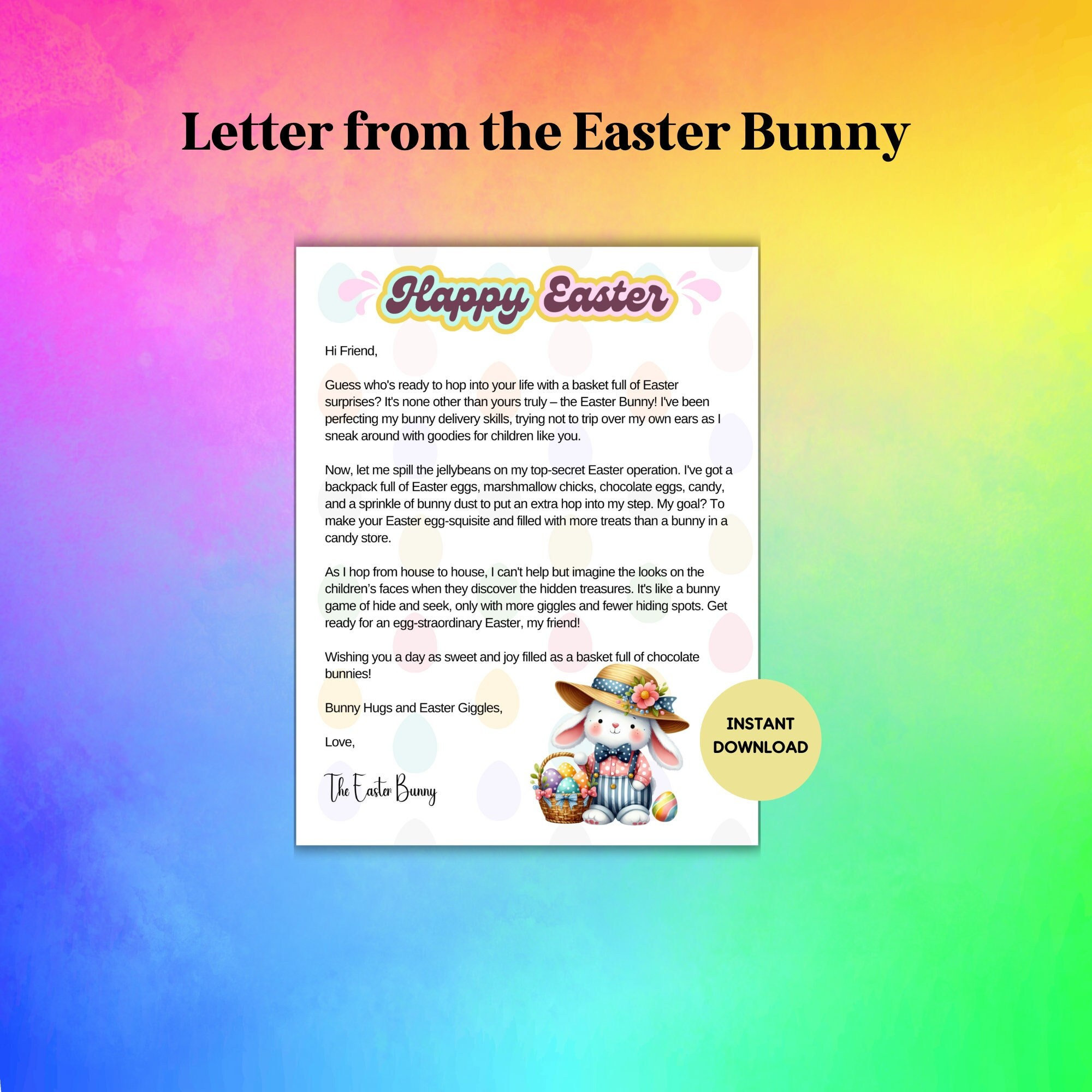 A Letter From the Easter Bunny, Printable, Great for Kids and Adults ...