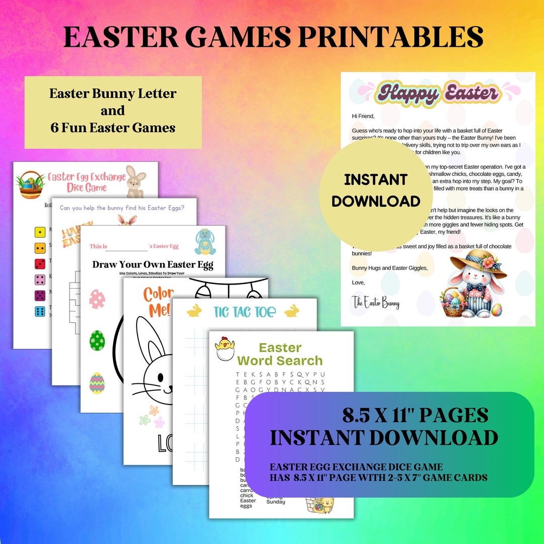 Easter Games Printable, Activities for Kids and Adults, Easter Party ...