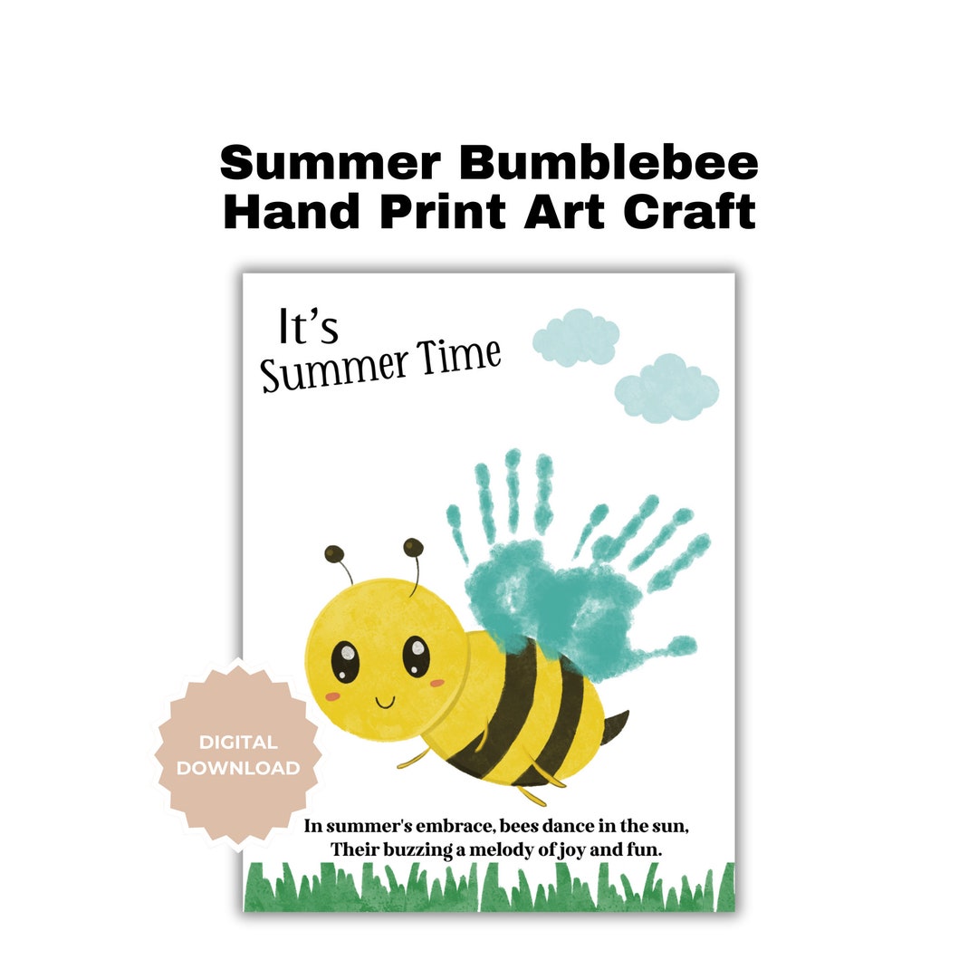 Summer Bumblebee Hand Print Art Craft, Printable, Summer Activity ...