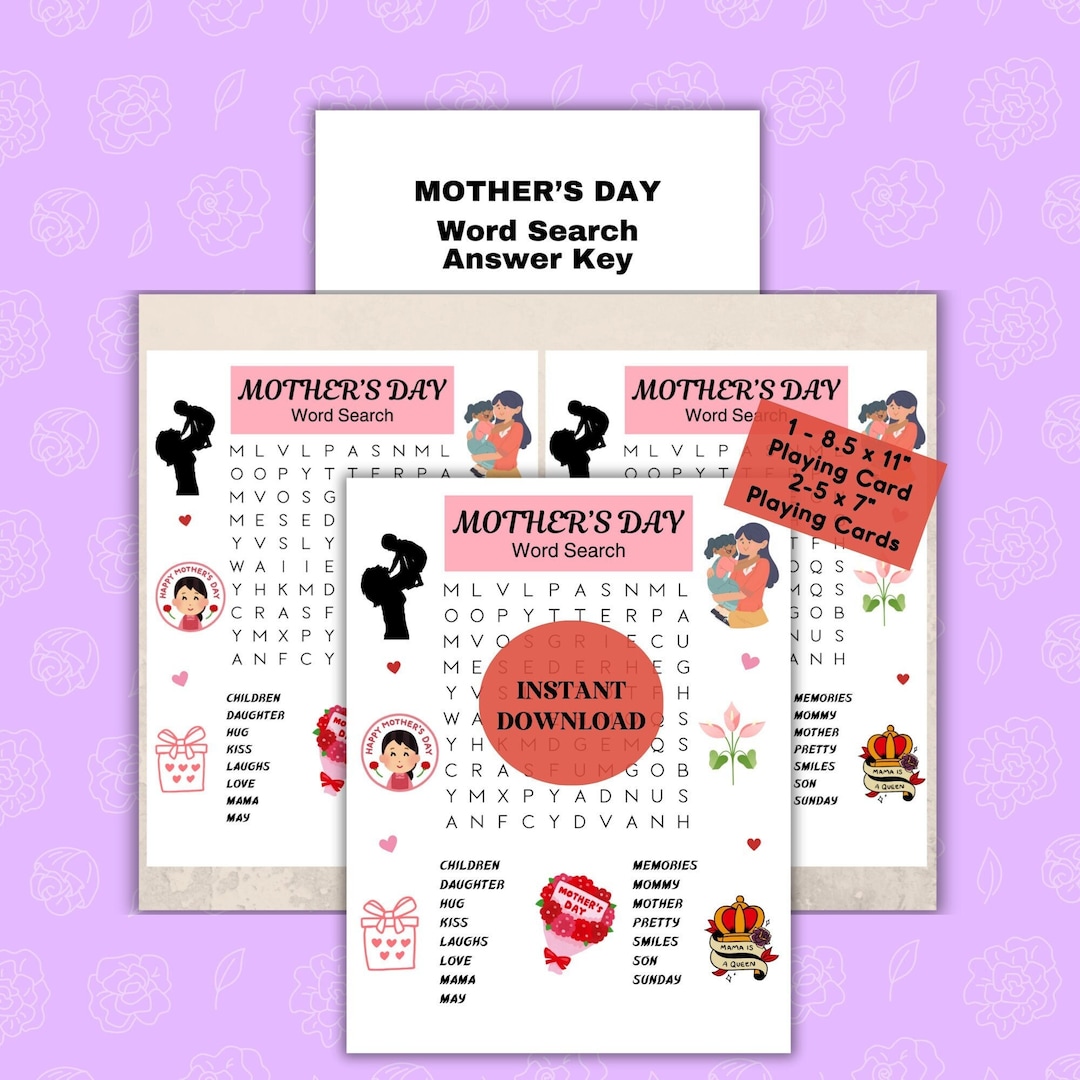 Mothers Day Word Search Game, Printable Games, Mothers Day Games ...