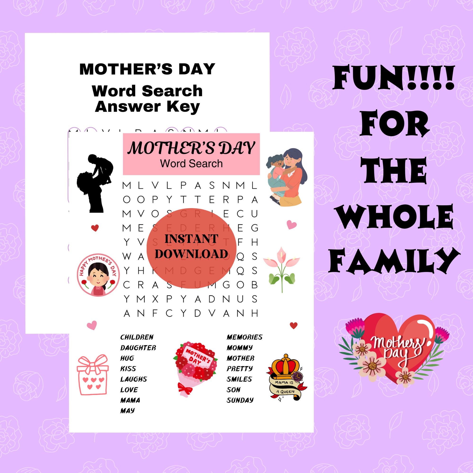 Mothers Day Word Search Game, Printable Games, Mothers Day Games ...