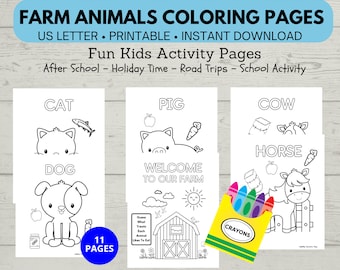 Kids Coloring Book Farm Birthday Party Farm Party Supplies Farm ...