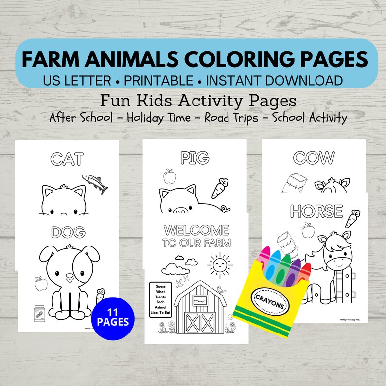 Printable Farm Animal Coloring Pages for Kids, Farm Animals Activity ...