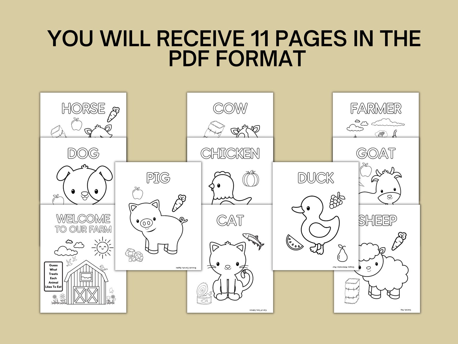 Farm Animal Coloring Pages for Kids Printable Summer - Etsy