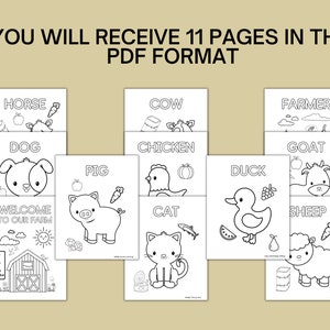 Farm Animal Coloring Pages for Kids Printable Summer - Etsy