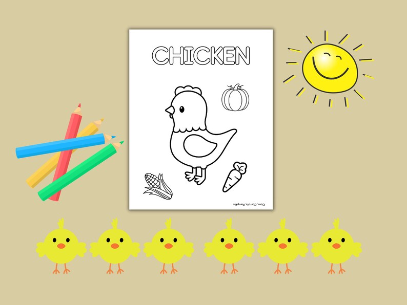 Farm Animal Coloring Pages for Kids Printable Summer - Etsy