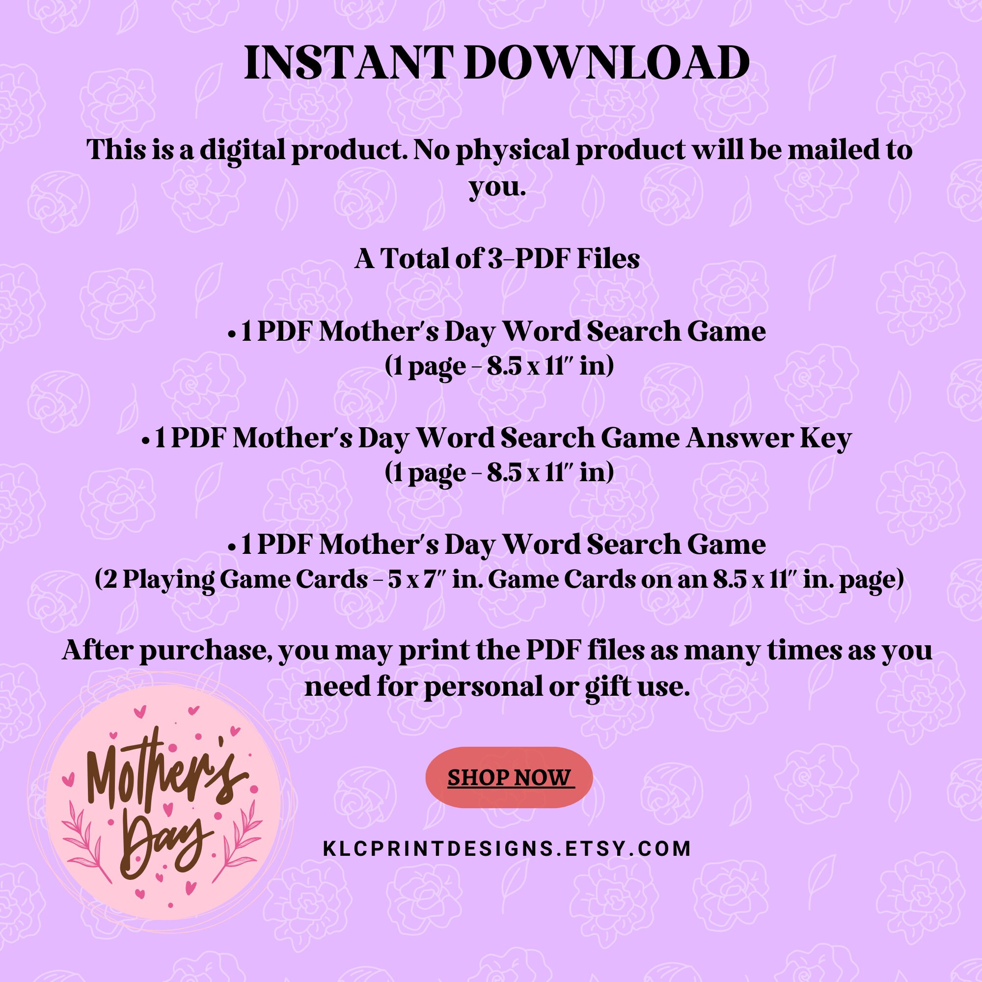 Mothers Day Word Search Game, Printable Games, Mothers Day Games ...