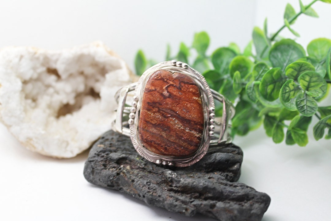 Lake Michigan Jasper Sterling Silver Bracelet Cuff - Etsy