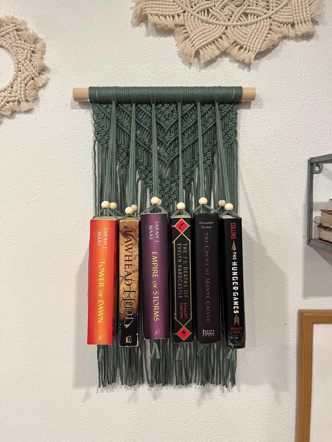 Macrame Wall Hanging Book Holder, Book Trophy Display, Suspended Book ...