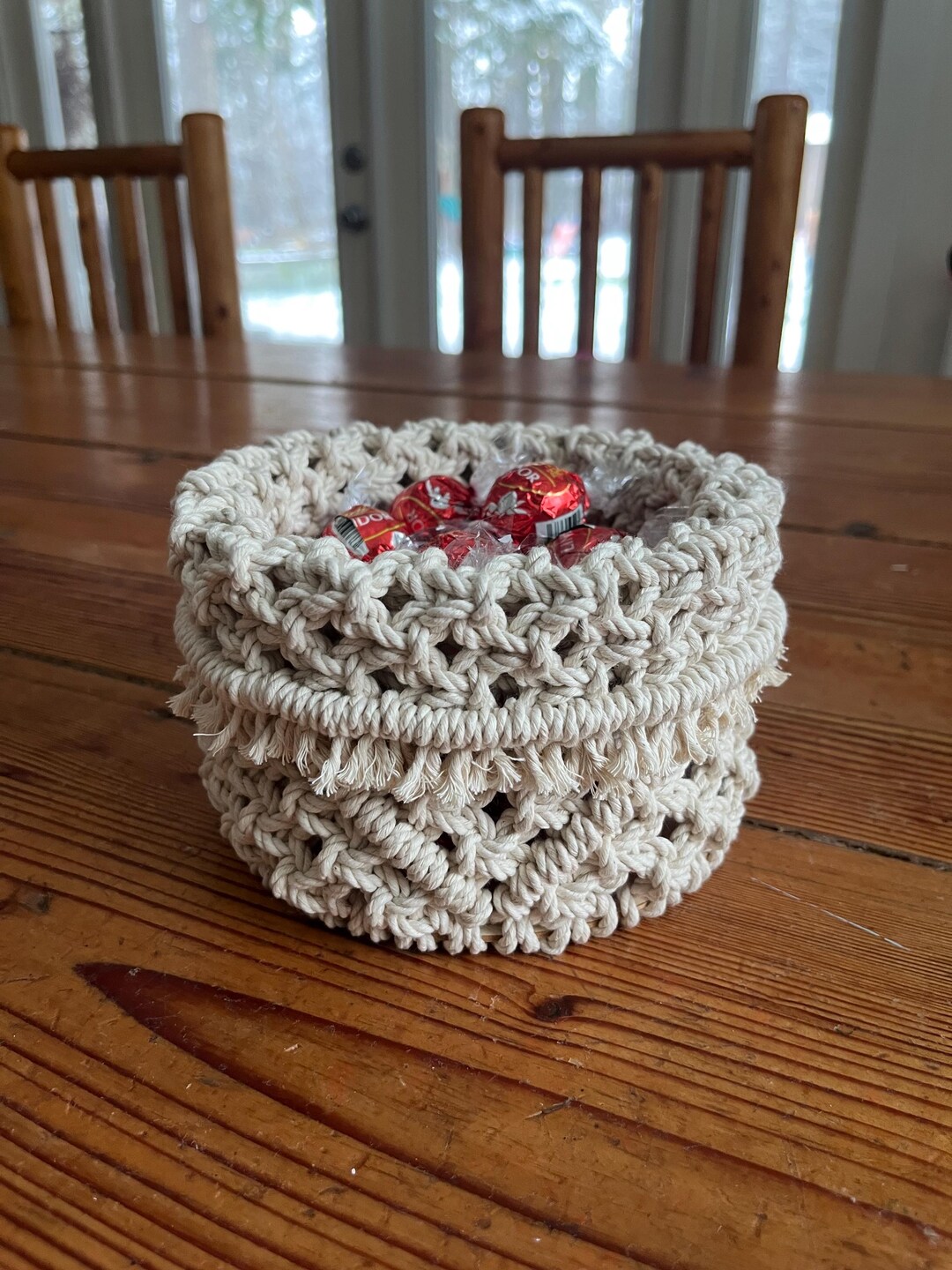 Macrame Bowl, Fiber Basket, Boho Decorative Basket, Candy Holder, - Etsy