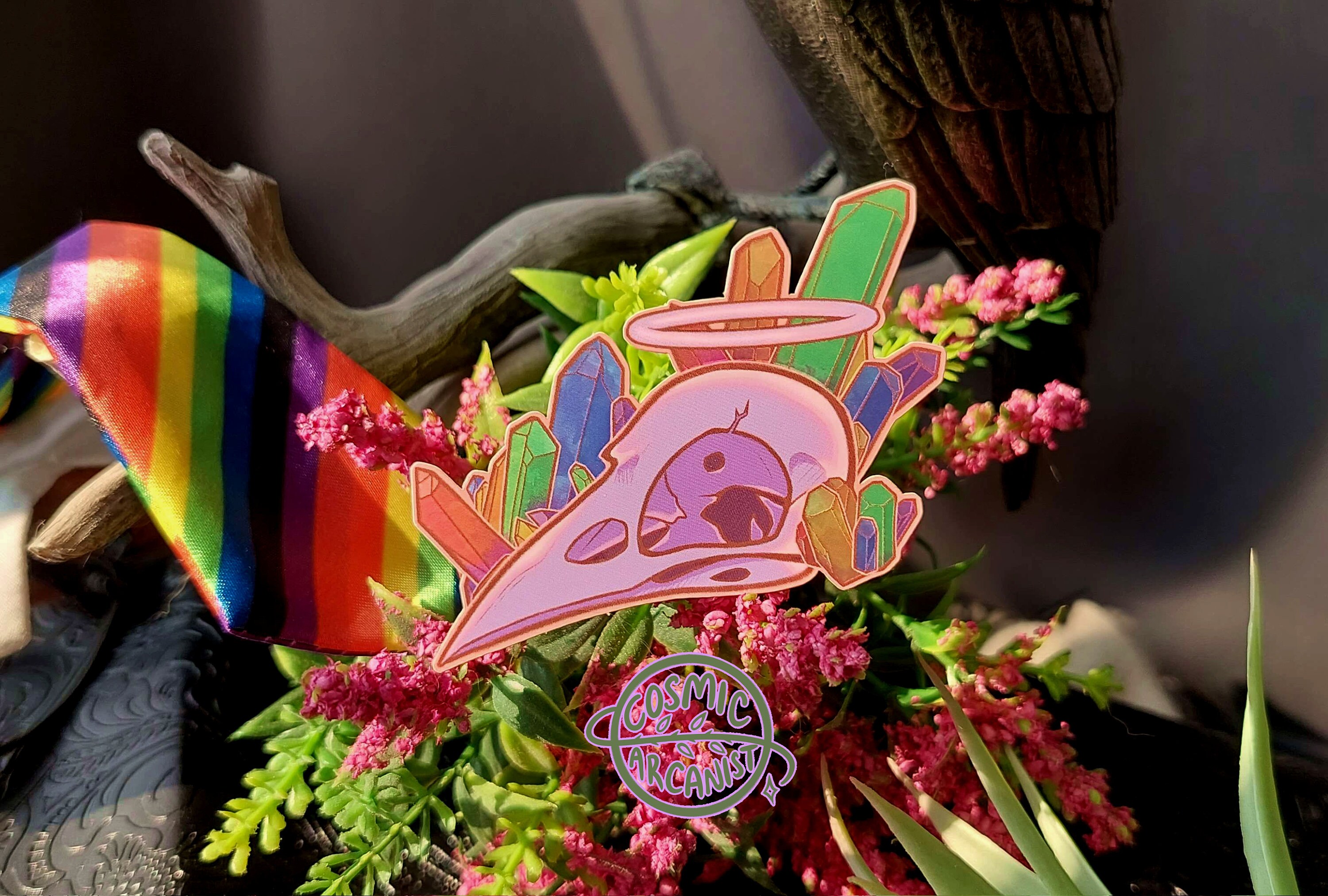 Subtle LGBT Pride Crow Skull and Crystals Matte Mirror - Etsy