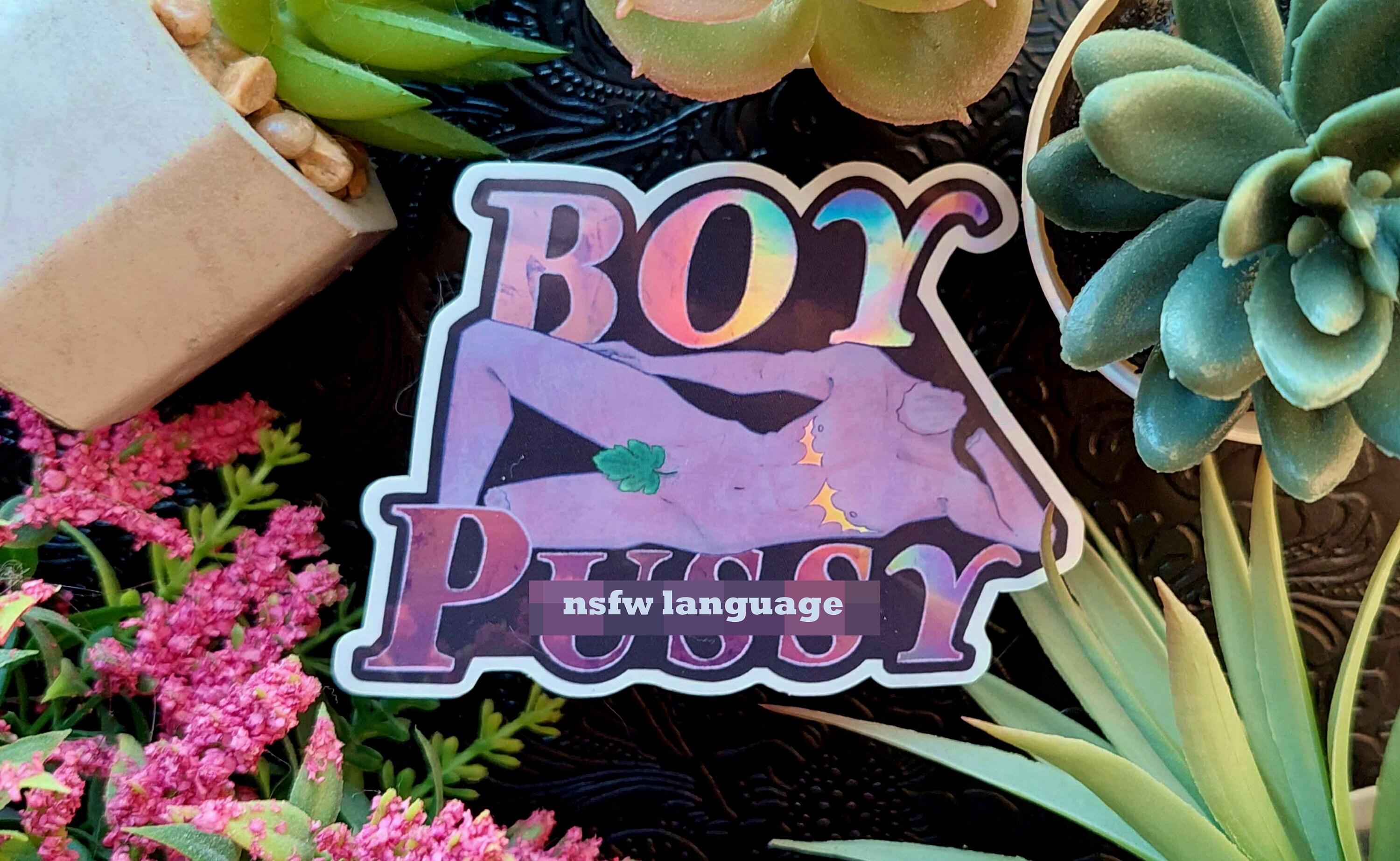 Transmasc Boy Puss Holographic Sticker - Etsy