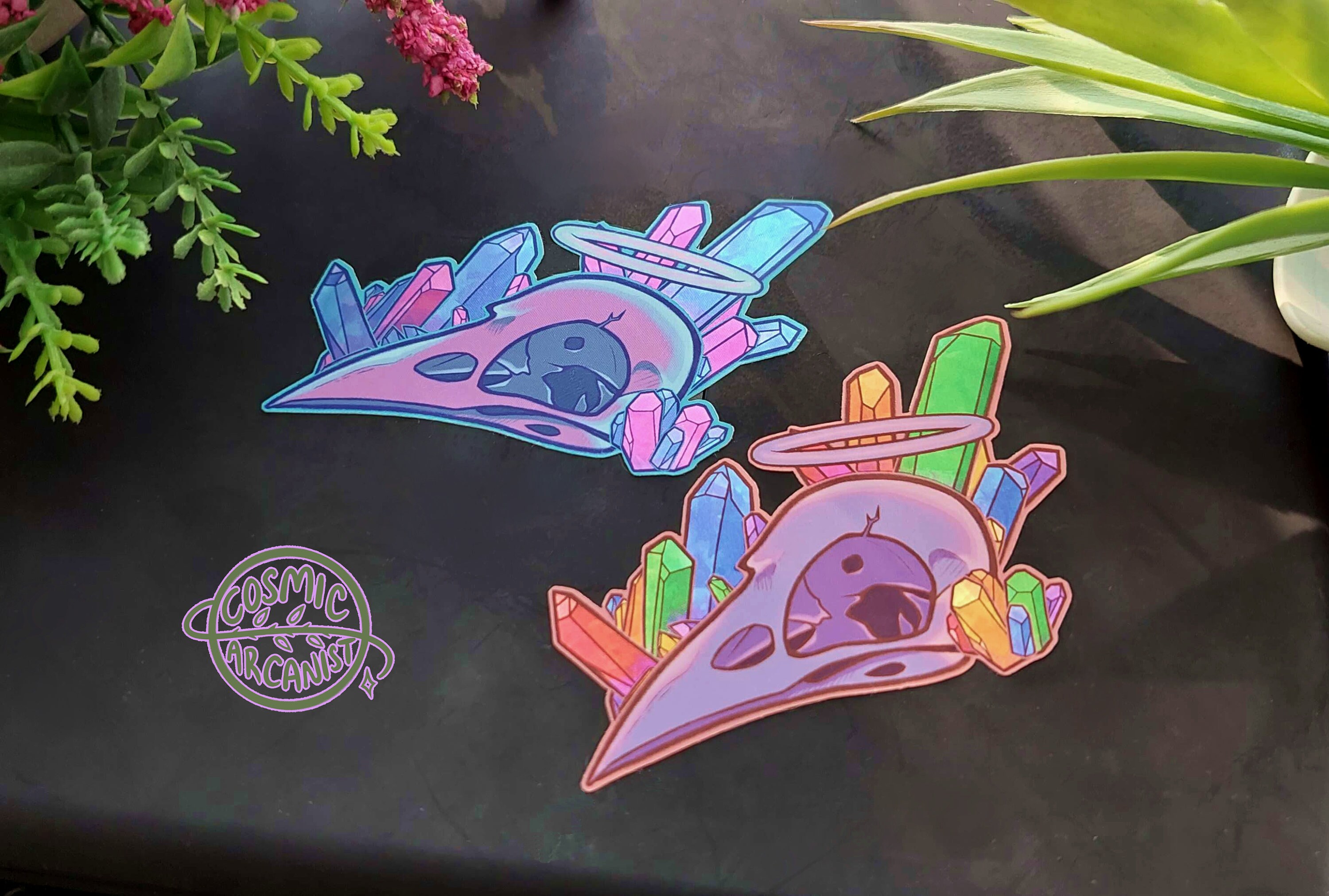 Subtle LGBT Pride Crow Skull and Crystals Matte Mirror - Etsy