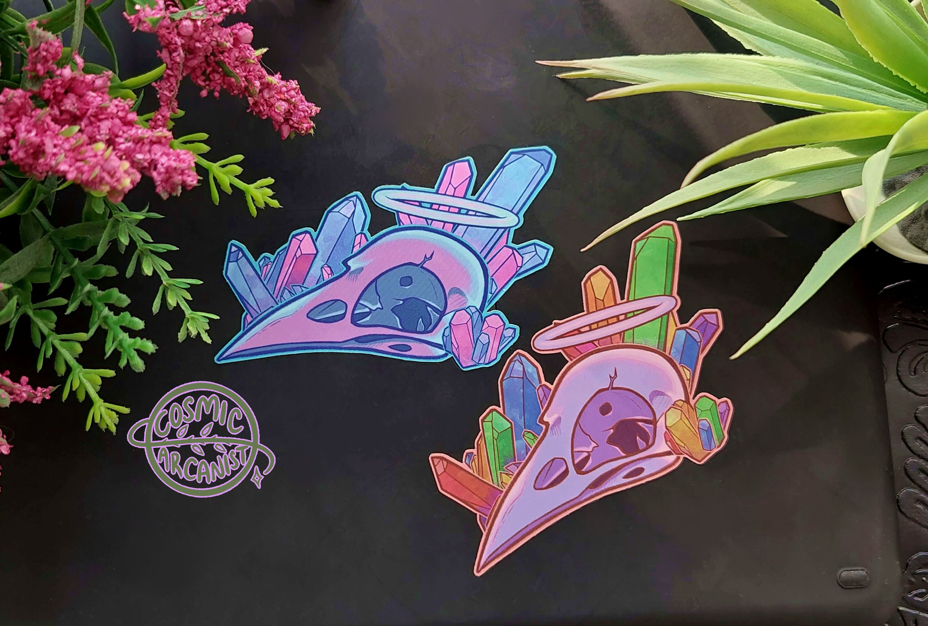 Subtle LGBT Pride Crow Skull and Crystals Matte Mirror - Etsy