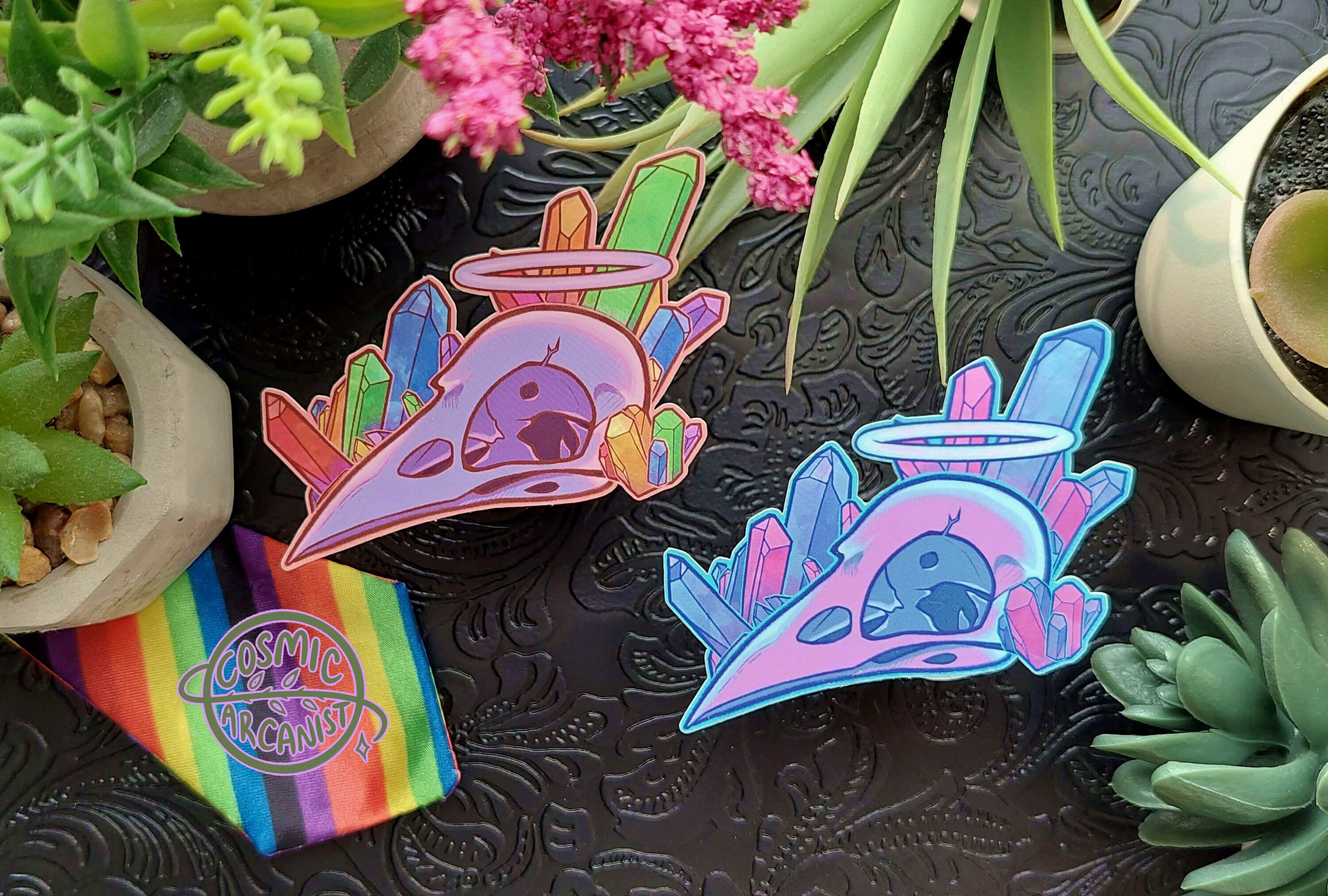 Subtle LGBT Pride Crow Skull and Crystals Matte Mirror - Etsy