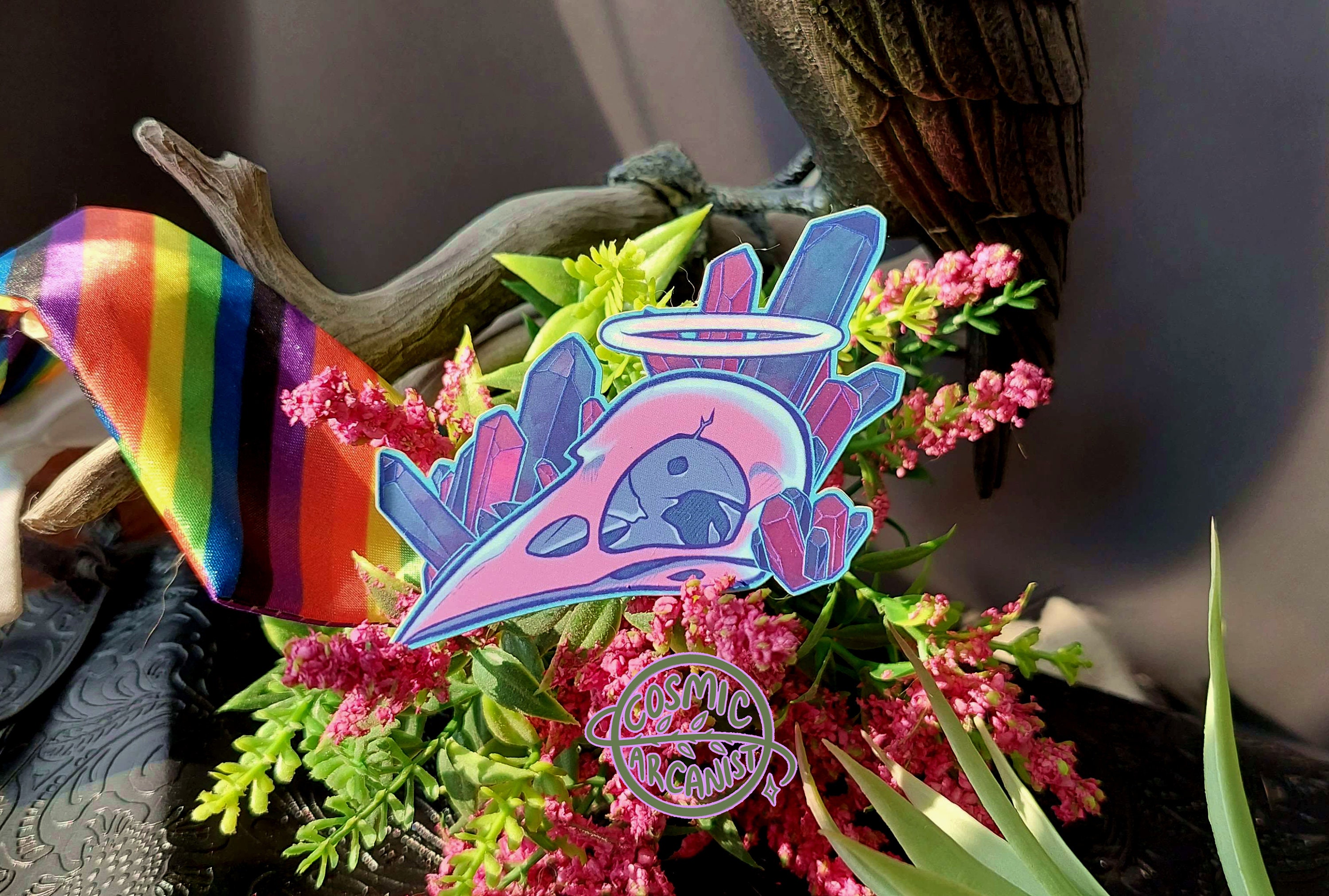 Subtle LGBT Pride Crow Skull and Crystals Matte Mirror - Etsy