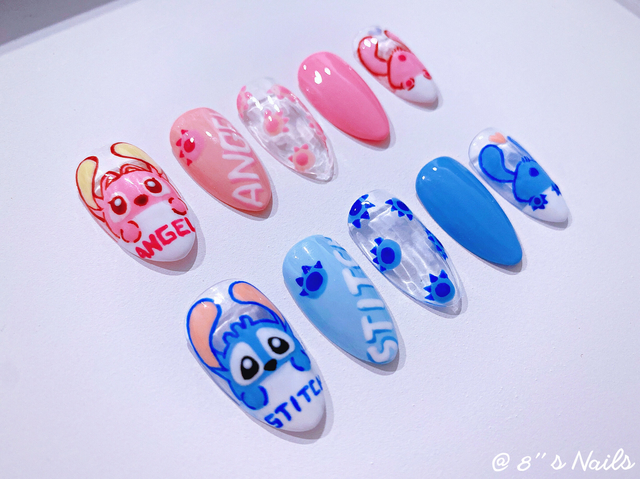 Cute Cartoon Stitch & Angel Press on Nails Handmade - Etsy