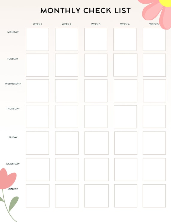 Monthly Planner Monthly Checklist Printable Planner Planner - Etsy