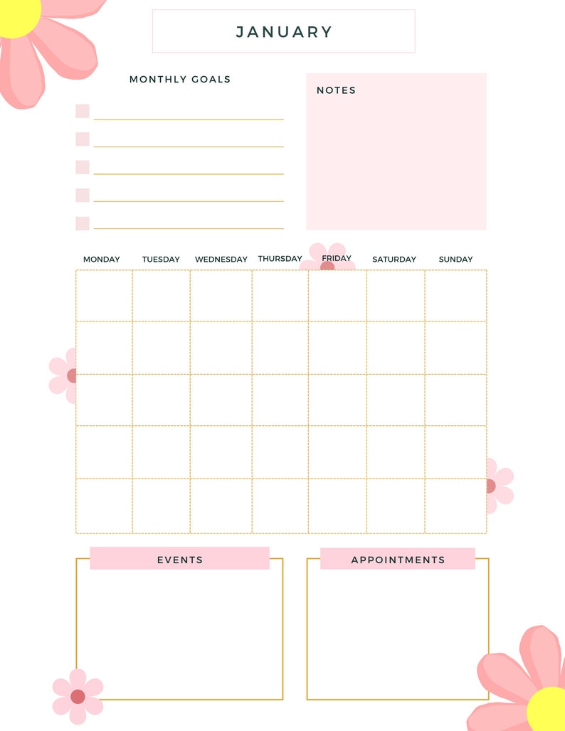 Monthly Planner, Monthly Checklist, Printable Planner, Planner Set ...